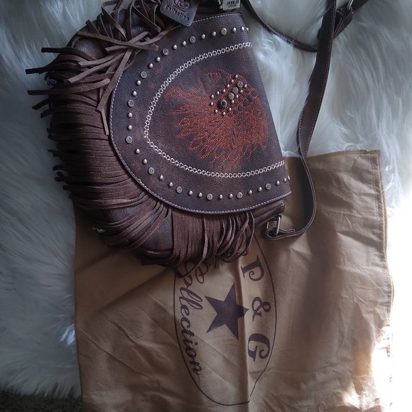 P&G collection | Bags | Brand New Leather Fringe Cowboy Style Purse 8x1 ...